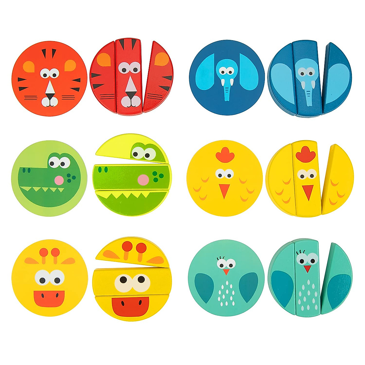 TOOKYLAND Wooden Tumble Tower Game - 61pcs - Stacking Blocks, Animal Cards and Die. Ages 3+