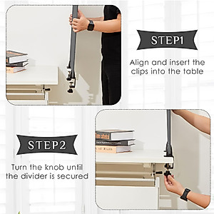 Jetec Clamp on Desk Divider for Office Acoustic Desk Privacy Panel Sound Proof Dividers Sound Absorbing Cubicle Wall Desk Partition Standing Desk Accessory (Dark Gray, 60 x 24 Inch, 24 x 24 Inch)