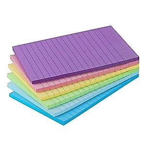 Early Buy Lined Sticky Notes with Lines 4x6 Self-Stick Notes 6 Candy Color 6 Pads, 45 Sheets/Pad