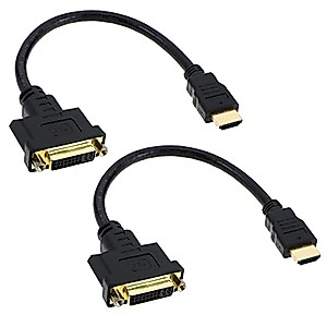SING F LTD 2Pcs HDMI Male to DVI(24+5) Female Cable Bi-Directional HDMI to DVI Cable HDMI DVI-I Adapter Accessories for HDTV Monitor Projector