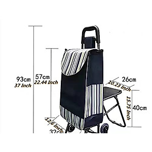 Cart with Seat Multi Function Trolley (Size: 22" * 12" * 8") for Shopping Travelling Casual Fishing