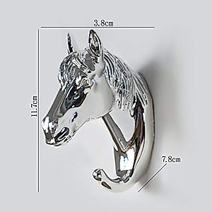 Animal Head Key Hooks Decorative for Wall Creative Resin Hook Hanger (Pack 6) Animal Shaped Coat Hat Hook Wall Hanging Wall Hook Decorative Gift (Silver Plating)