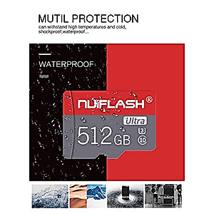 Micro SD Card 512GB Mini SD Card High Speed TF Card Class 10 Memory Card 512GB with Adapter for Smartphone,Body Camera and Drone