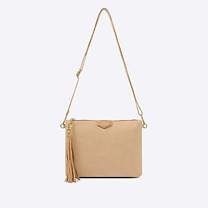 Pixie Mood Inc Pixie Mood Michelle 11 x 8, 25 Vegan Leather Convertible Crossbody Clutch Bag, Sand