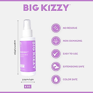 Big Kizzy Remover 2 (4oz) - Tape In Extension Remover for Residue - Quick + Non-damaging Human Hair Extension, Wig, & Hair System Adhesive Residue Remover