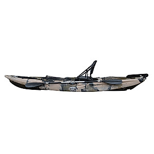 BKC UH-RA220 11.5 Foot Angler Sit On Top Fishing Kayak with Paddles and Upright Chair and Rudder System Included (Camo)
