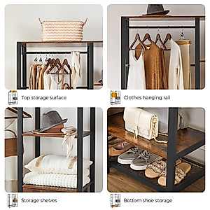 VASAGLE Free Standing Closet Organizer, Clothes Rack, Closet Organizer and Storage Shelves, Hanging Rod, 2 Drawers, Industrial Style, Rustic Brown and Black URGR001B01