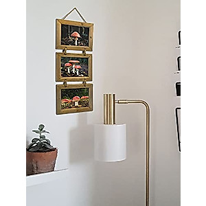 SHOXREM Rope picture frames collage wall decor，Hanging 4x6 Wood photo frame collage with 3 Opening，Rustic Farmhouse art 4”x 6”