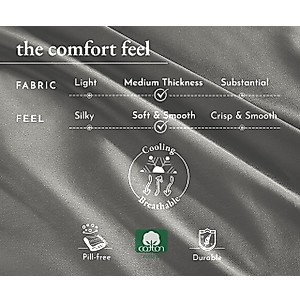 California Design Den Cotton Duvet Cover King Size, 3 Piece Slate Grey Bedding Set, 100% Pure Cotton Sateen Weave, 400 Thread Count Comforter Cover & Two Pillow Shams with Button Closure, Corner Ties