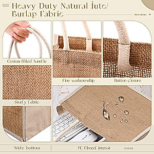 16 Pack Burlap Tote Gift Bags Burlap Beach Bags with Soft Handles Heavy Duty Multipurpose Jute Shopping Bags for Groceries Jute Tote Bags for Women Shopping DIY Pool Beach Trip Bridesmaid Wedding