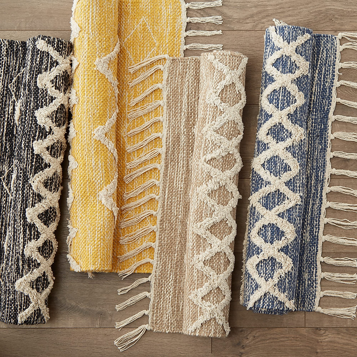 DII Textured Woven Rug Collection Hand-Loomed Shag Printed, 2x3 Ft, Scandinavian French Blue