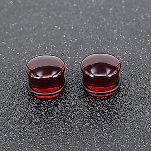 ZS 3 Pairs Blue Glass Ear Gauges Single Flared Mushroom Flare Plugs Tunnels Stretcher Expander Glass Ear Plug for Women 4g-5/8 in (1g(7mm))