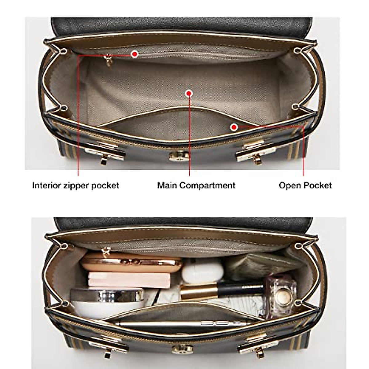 Leather Crossbody Handbags for Women, Cowhide Ladies Top Handle Bags with Adjustable Shoulder Strap (Brown)