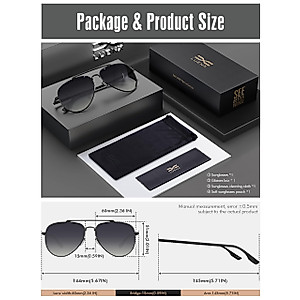 LUENX Aviator Sunglasses for Mens Womens Polarized Driving Eyewear Gradient Black Lens Metal Black Frame 60mm UV400 Protection Classic Style