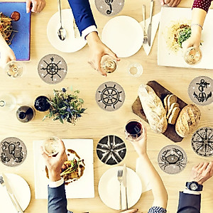 8 PCS Vintage Nautical Diamond Art Coasters Kits with Holder DIY Crab Starfish Compass Diamond Art Coaster Non Slip Coaster for Adults Diamond for Xmas Present