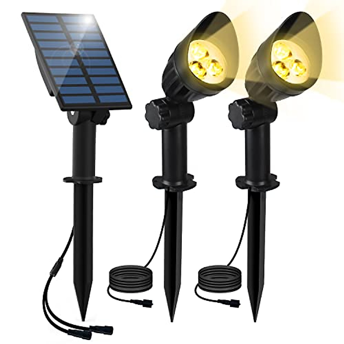 CORESLUX Solar Spotlights Outdoor Garden Lights, Super Bright 6 LED Bead Landscape Spotlights IP65 Waterproof Adjustable Solar Spot Lights for Patio Yard Garden Pathway (Warm Light)