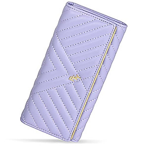 FEITH&FELLY Women's Wallet Large Capacity PU Leather Ladies Long Clutch Trifold Card Holder Travel Purse