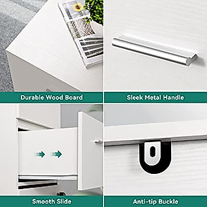 YITAHOME 4-Drawer File Cabinet with Lock, 15.86" Deep Vertical Filing Cabinet for Letter A4-Sized Files, Need to Assemble, Storage Cabinet for Home Office, White
