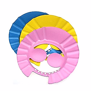 URToys 3pcs Soft Adjustable Shampoo Bath Bathing Shower Cap Hat Wash Hair Shield Hat for Baby Kids Children Hair Cutting Protect