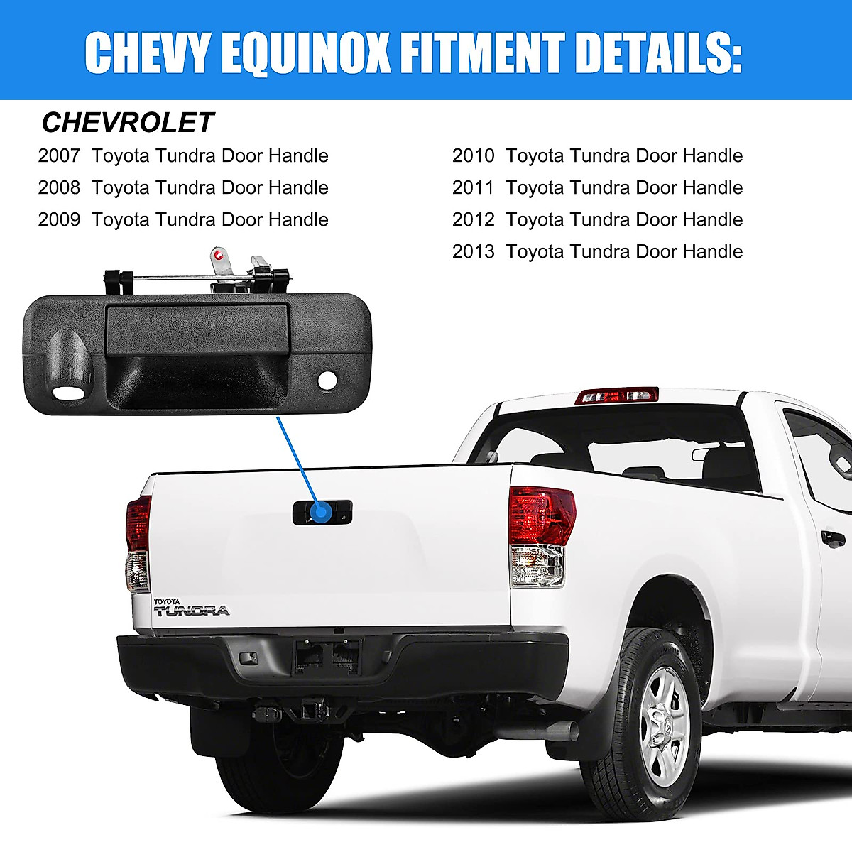 FAERSI Tailgate Handle Liftgate Latch Handle with Rear Camera Hole Replacements for 2007-2013 Toyota Tundra | Replaces# 69090-0C051, 690900C051, 81214