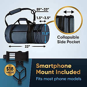 bagmate Rhino R8 Pro Telescope Bag | Protective Padded Bag for Telescopes |Telescope Case for Telescope Accessories | for 4",5",6", & 8" Optical Tubes | With 2 Add. Pockets & a Smartphone Adapter