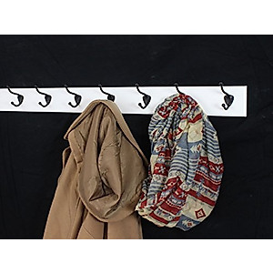 White Coat Rack with Oil Rubbed Bronze Hat & Coat Style Hooks (20" x 3.5" with 4 hooks)