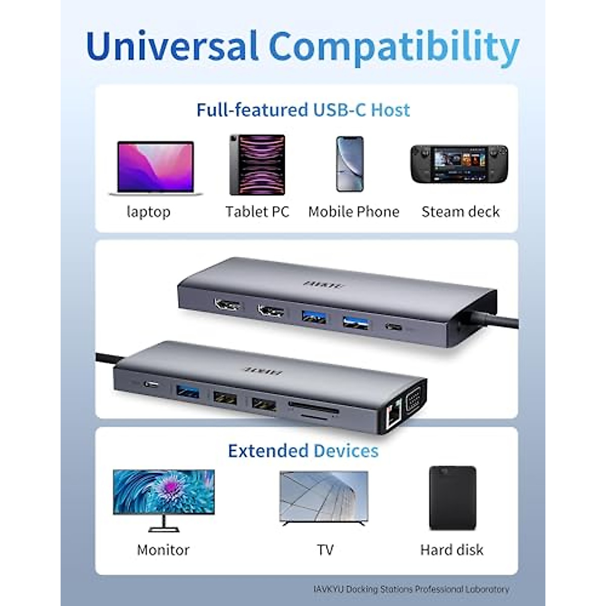 Docking Station 3 Monitors for Windows Laptop, USB C Docking Station with Dual HDMI 4K 60Hz, 1 VGA, 5 USB-A, 100W PD, Ethernet, Mic/Audio, SD/TF, USB Hub for Laptop for Dell XPS/HP/Lenovo/Surface