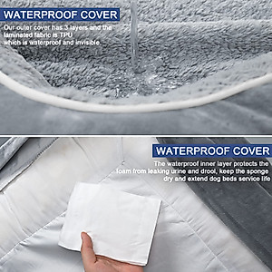 Yiruka Dog Beds for Large Dogs, Grey Large Dog Bed, Washable Dog Bed with Removale Bolsters, Waterproof Orthopedic Egg-Crate Foam Dog Bed with Nonslip Bottom, Up to 65 lbs