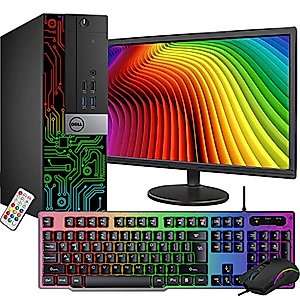 Dell Custom Built OptiPlex Computer Desktop Intel Core i5-6500 Processor 3.20 GHz, 16GB RAM 512GB SSD, New 22 Inch FHD Monitor, Windows 10 Pro Wi-Fi Gaming PC Keyboard & Mouse HDMI (Renewed), Black