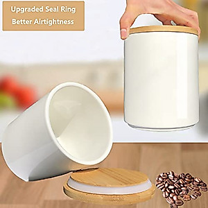 Kopmath Ceramic Food Storage Jar, 35 FL OZ（1000 ml）,Kitchen Canister with Bamboo Lid, Sturdy for Dishwasher, Storage Container for Coffee Sugar Tea Nut Snack Sourdough Starter