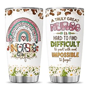 HUBUPU Nurse Gifts, Tumbler 20 Oz With Lid And Straw, A Truly Nurse, Tumblers Nurses Coffee Cups Week For Nursing Women School