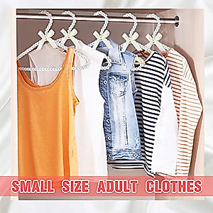 12 Pieces Pearl Beaded Clothes Hanger Mini Small Pearl Clothes Hangers Pearl Beads Metal Elegant Clothes Hangers with Ribbon Standard Hangers for Kids Baby Children Pet Cat Dog Clothes (White)