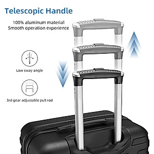 LARVENDER Luggage Sets for Women 5 Piece Hardside Expandable Suitcases with Wheels TSA Lock, Lightweight Travel Carry On Suitcase Set with Cosmetic Case, Black Brown