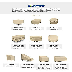 SunPatio Outdoor Square Fire Pit Cover 42 Inch, Waterproof Firepit/Table Cover, Heavy Duty Patio Furniture Set Cover, All Weather Protection, Beige