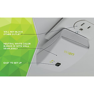 WiOn 50050 Indoor WiFi Plug With 1 Grounded Outlet, White