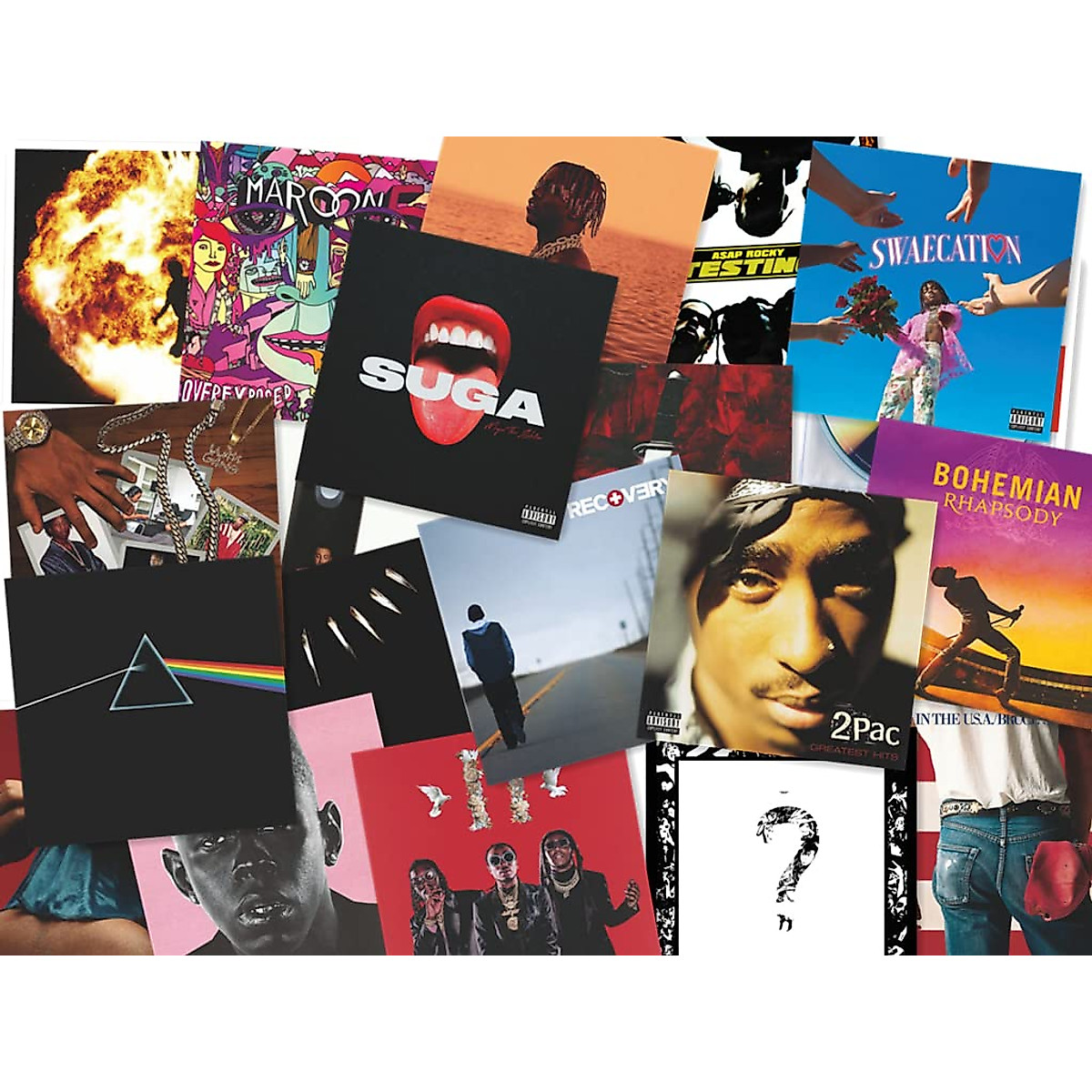 100 Pcs Poster,5x5In Album Cover Posters,Wall Collage Kit, Posters For Room, Music Posters, Rapper Posters, Wall Posters, Posters For Bedroom