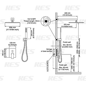 KES Shower System 12 Inch Rain Shower Head with Handheld Spray Shower Faucets Sets Complete Pressure Balance Shower Valve and Trim Kit Matte Black, XB6230S12-BK