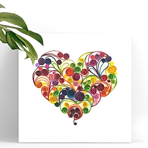 Quilling Card 3D Color Unique Dedicated Paper Handmade Art - Design Greeting Card for Christmas Birthday Anniversary Mother Thank You - Design Gift for Friend Love Mom with Envelop (Rose) (Rose Heart)