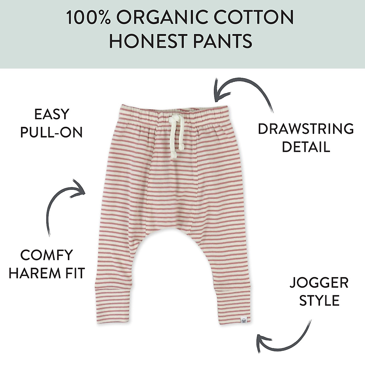 HonestBaby Multipack Honest Pants Joggers Pull on 100% Organic Cotton for Infant Baby and Toddler, Boys, Girls, Unisex, 2-Pack Ombre Blues, 24 Months