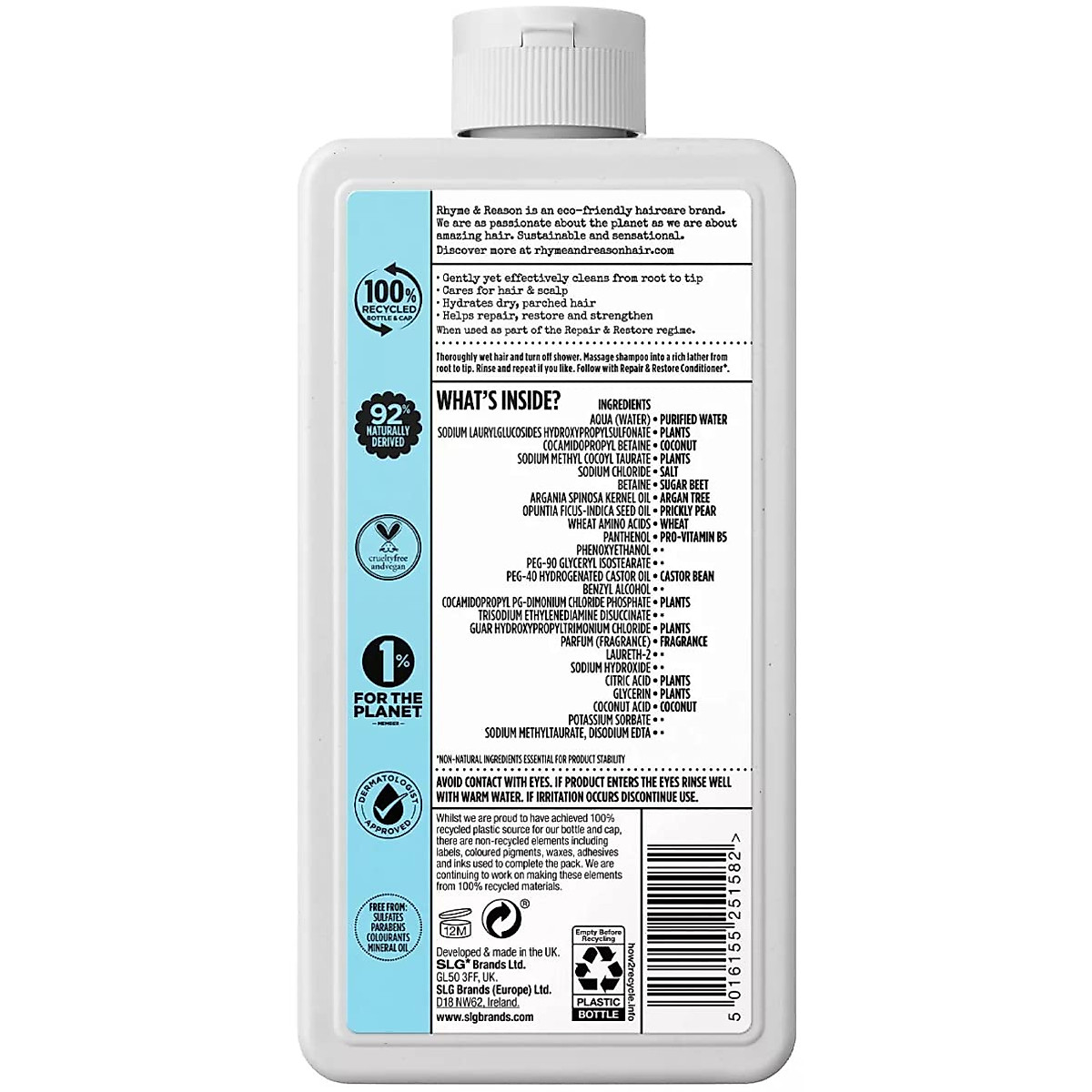 RR Hair Rhyme & Reason Repair and Restore Shampoo Conditioner SET. 13 Fl. Oz. For Dry Damaged Hair. Hydrate Repair. Formulated with Argan Oil, Prickly Pear Amino Acid Complex. Vegan Cruelty Free.
