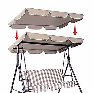 Swing Canopy Replacement, Waterproof Swing Top Cover Canopy 300D Replacement Garden Patio Porch Yard Outdoor, Top Cover Only. 77''x43'' (Khaki), White,green