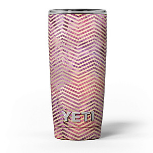 Design Skinz Gold Chevron Over Abstract Fumes - Skin Decal Vinyl Wrap Kit Compatible with The Yeti Rambler Cooler Tumbler Cups
