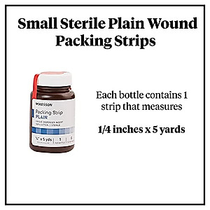McKesson Packing Strip, Sterile, Plain, 100% Cotton, 1/4 in x 5 yds, 12 Count