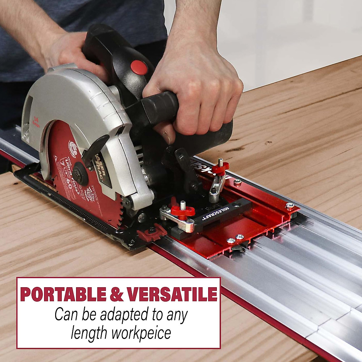 Milescraft 1409 Track Saw Guide - Universal for 7-1/4" Circular Saws, 50" Cutting Range, 2" Depth, Aluminum