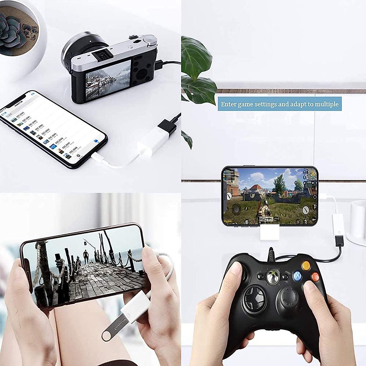 Naiyal Lightning to USB Camera Adapter, Apple MFi Certified USB OTG Cable Converter for iPhone 14 13 12 11 Pro Max XS XR X 8 iPad, Support Camera, Card Reader, USB Flash Drive, MIDI Keyboard (White-1)