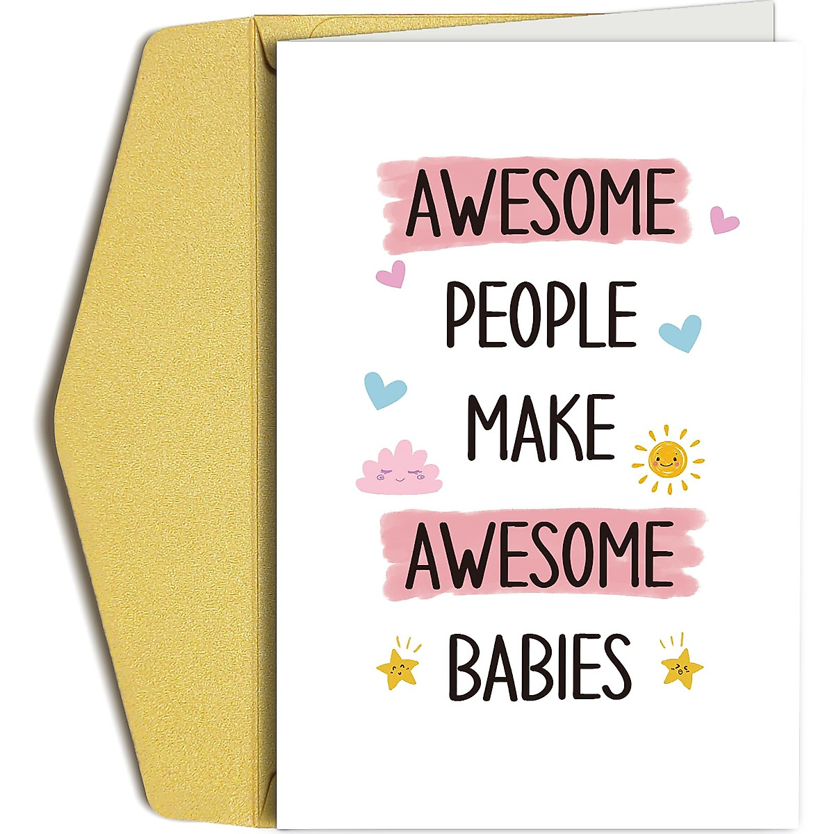 Oamiolek New Baby Card for New Mom Dad, Baby Shower Card for Expecting Parents, New Born Card for Parent To Be, Awesome People Make Awesome Babies