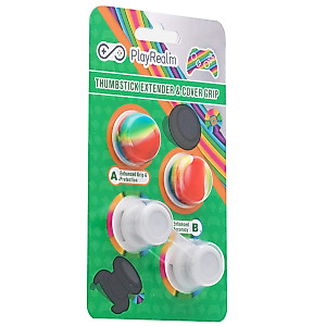 Playrealm FPS Thumbstick Extender Rubber Silicone Grip Cover 2 Sets for Xbox Series X/S & Xbox One Controller(Rainbow)