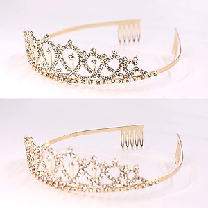 Birthday Girl Sash & Rhinestone Tiara Kit - Gold Glitter Birthday Gifts Birthday Sash for Women Birthday Party Supplies