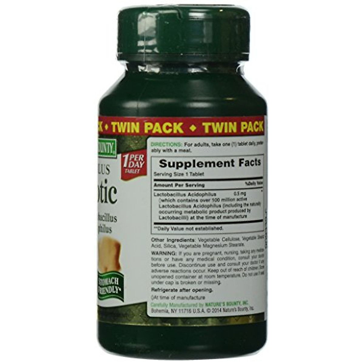 Nature's Bounty Probiotic Acidophilus Tablet, 100 Count (Pack of 2)