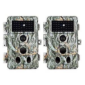 2-Pack Trail Camera 32MP 1296P H.264 MP4 Video No Glow 90ft Night Vision 0.1S Trigger Speed Motion Activated Waterproof IP66 Game Cam for Wildlife Hunting or Home Surveillance